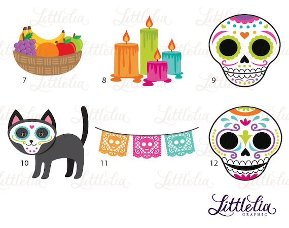 Dia De Los Muertos Clipart Bloemen Dia De Los Muertos Naadloze Vector
