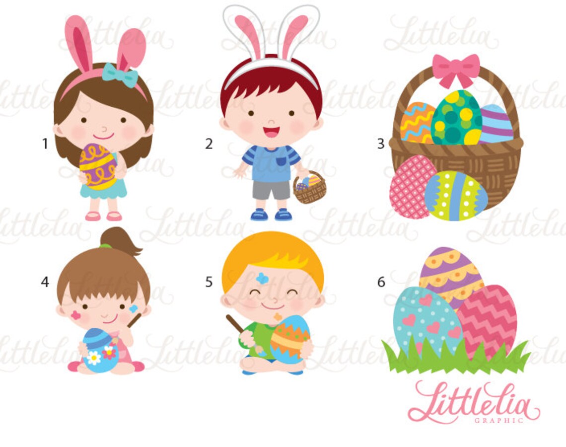 Easter Clipart Easter Kid Clipart 16013 - Etsy