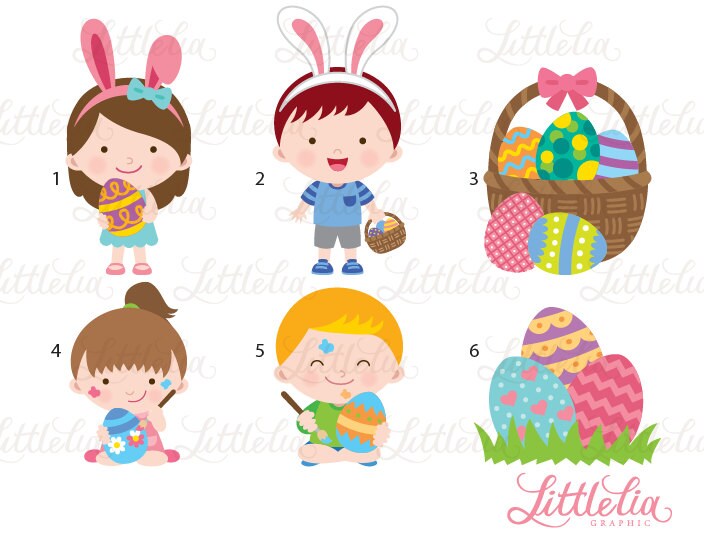 Easter Clipart - Easter Kid Clipart - 16013 - Etsy