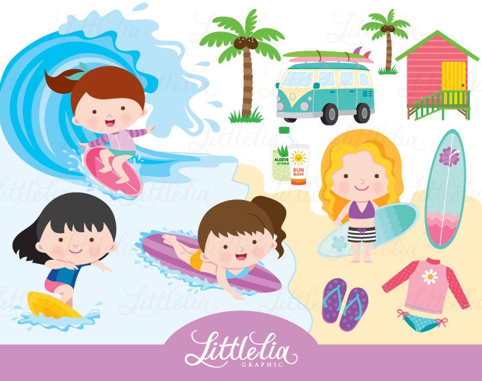 Surfer Kids Clipart