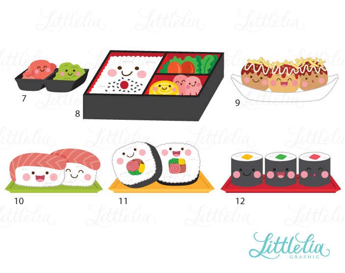 Japanese Food Kawaii Japanese Food Clipart 17019 | Etsy