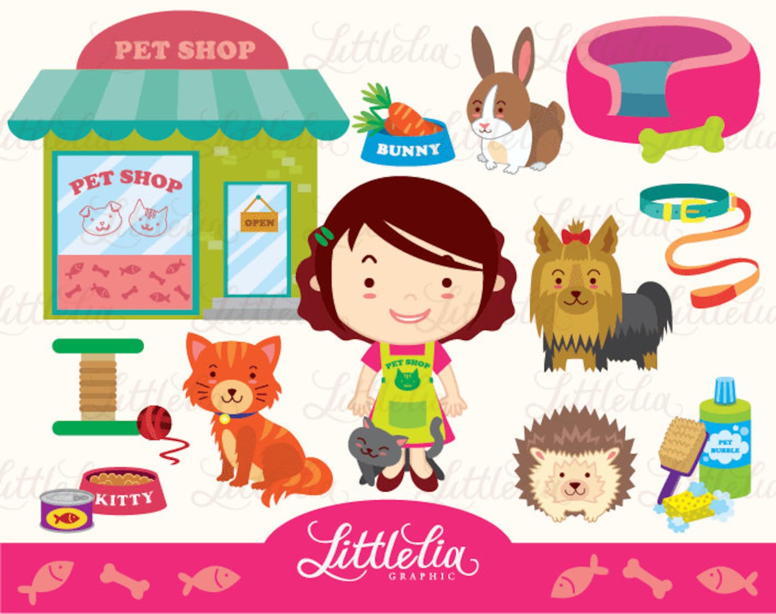 Girl's Pet Shop Clipart Set/ Instant Download 14008 - Etsy UK