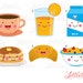 Breakfast Cute Clipart - Kawaii Clipart - 15095 - Etsy