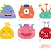 Monster Face Clipart - Monster Head Clipart - 17015 - Etsy