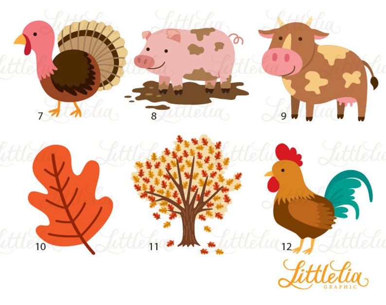 Autumn Farm Clipart Farm Clipart 16046 - Etsy