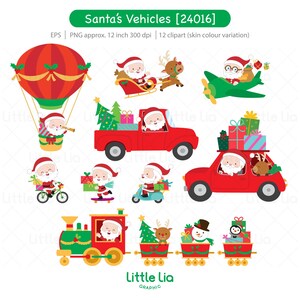 Santa's Vehicle Clipart - Santa Ride - 24016 (including Black and White ...