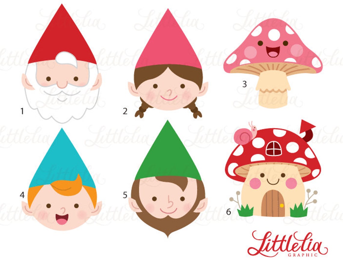 Gnome Head Clipart - Gnome Clipart - Spring Clipart - 17054 - Etsy UK