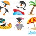 Summer Penguin - Beach Clipart - 16024 - Etsy