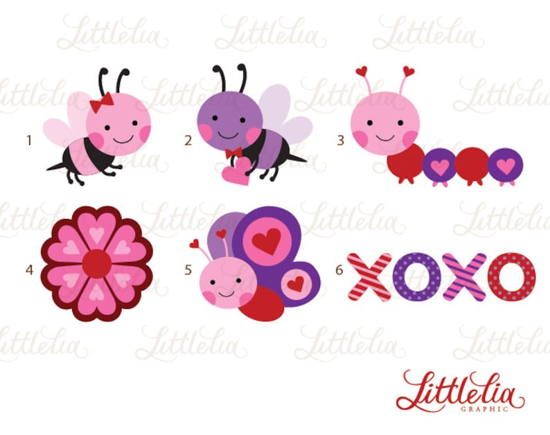 Valentine Clipart - Bug Love Clipart - Bug Clipart - 15001 - Etsy