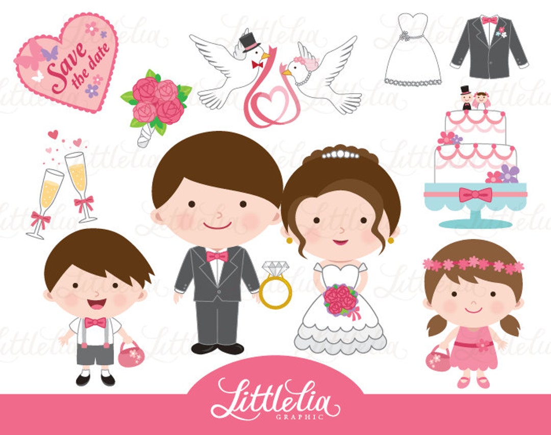 Happy Couple Clipart - Wedding Clipart - 15062 - Etsy