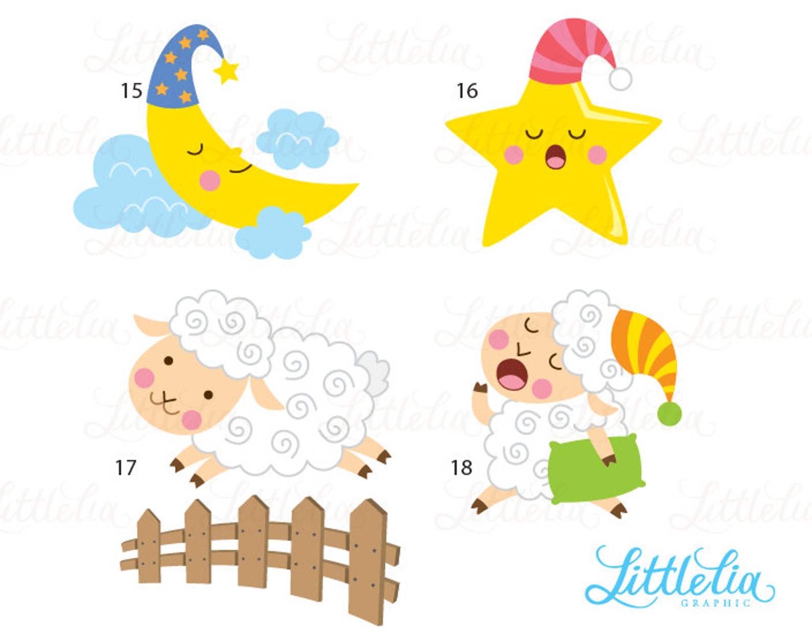 Counting Sheep Clipart Sleep Clipart Baby Clipart 16040 - Etsy