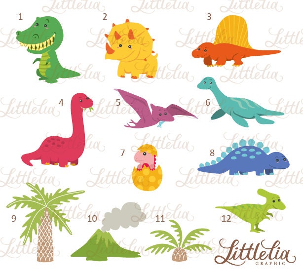 Dinosaur Clipart Set 13003 | Etsy