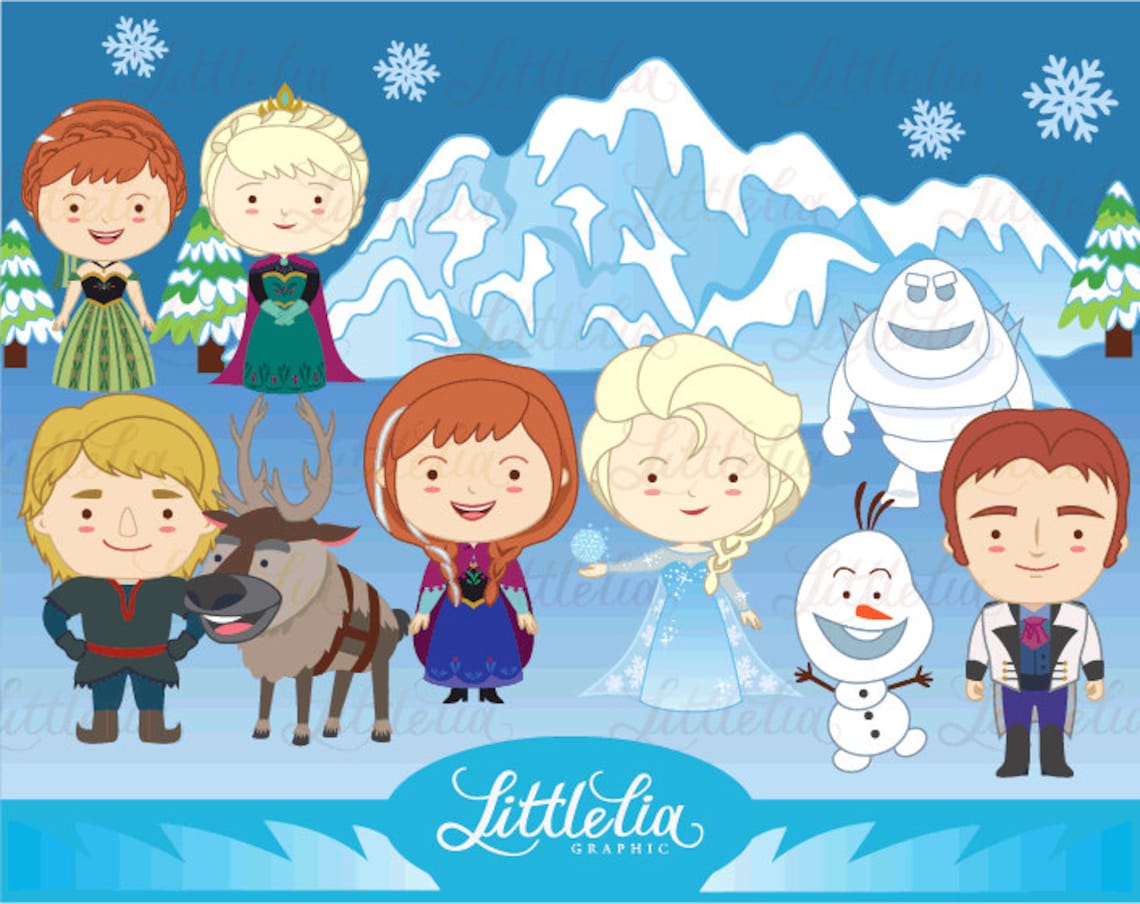 Snow Princess Elsa - Frozen Clipart - Elsa Anna Clipart - 14021 - Etsy