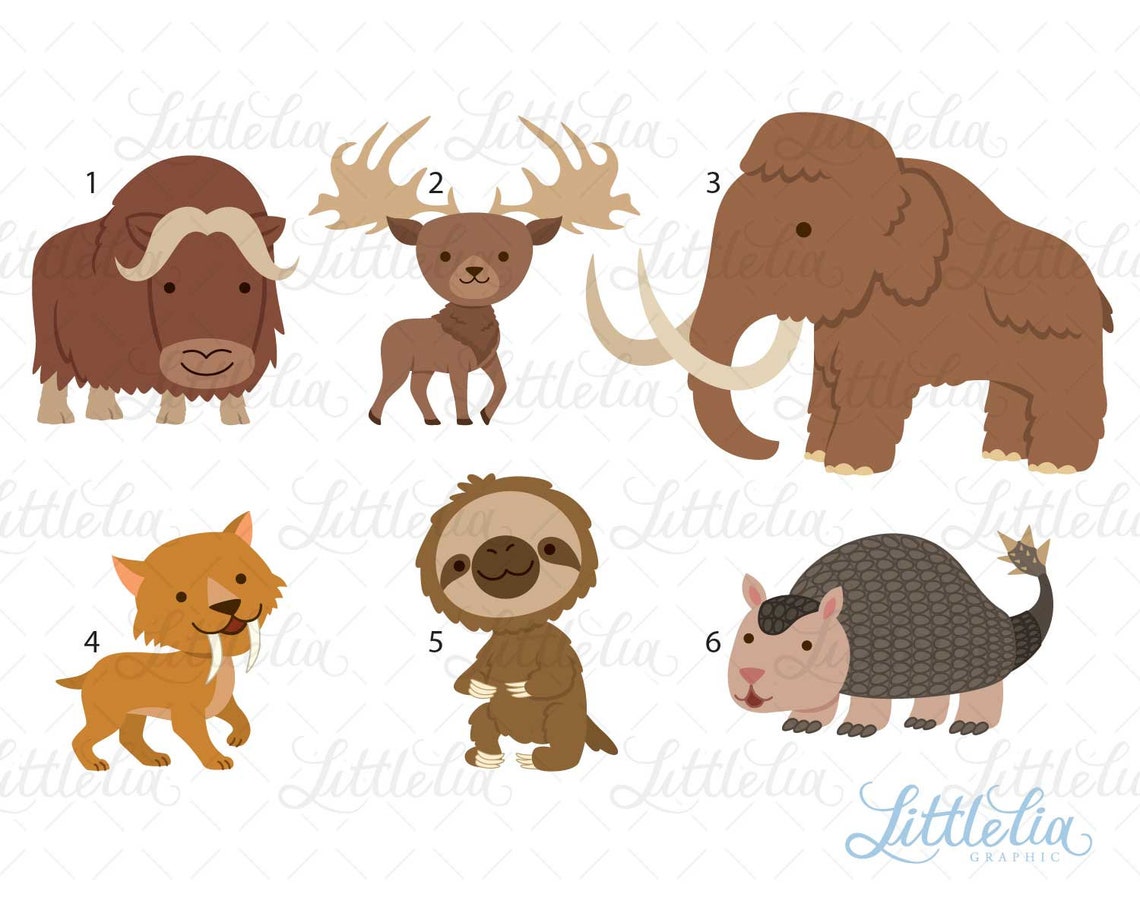 Ice Age Animal Clipart Snow Animal 22002 including Black - Etsy
