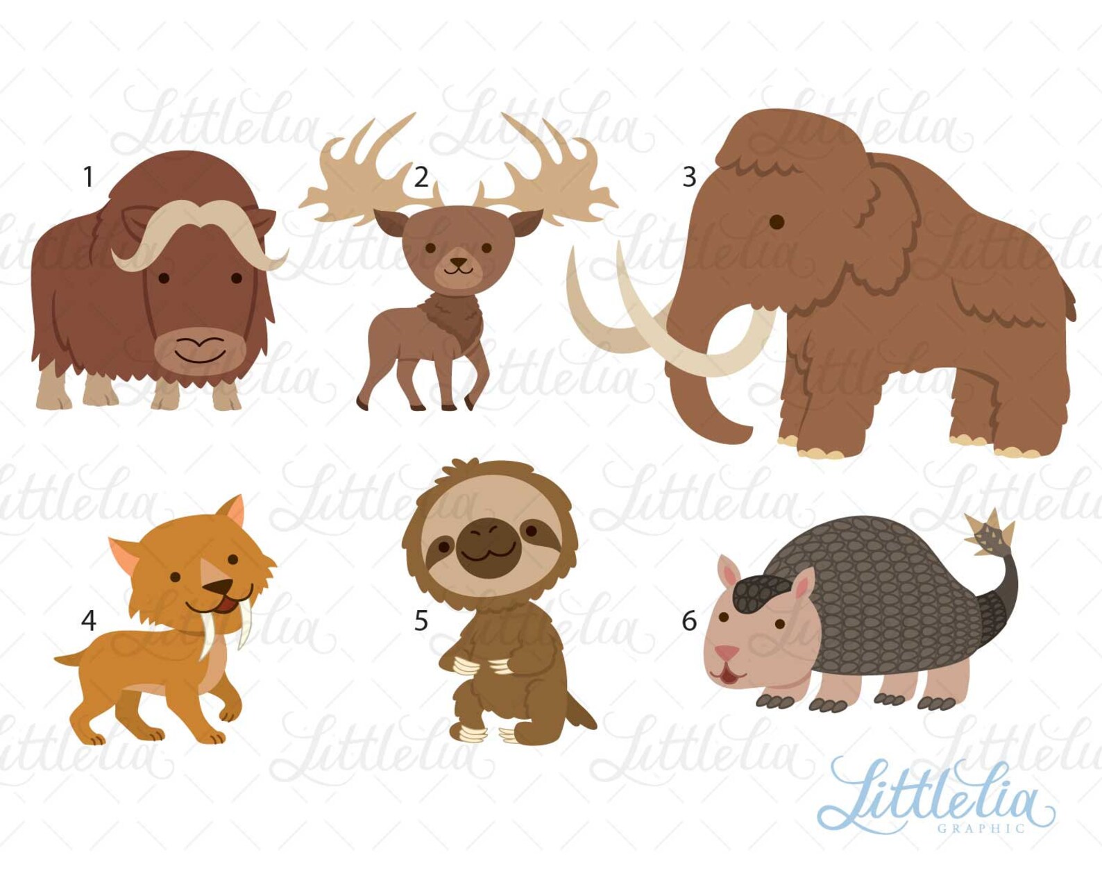 Ice Age Animal Clipart Snow Animal 22002 including Black - Etsy