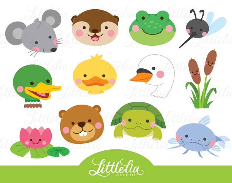 Pond head clipart pond animal clipart 18001 | Etsy