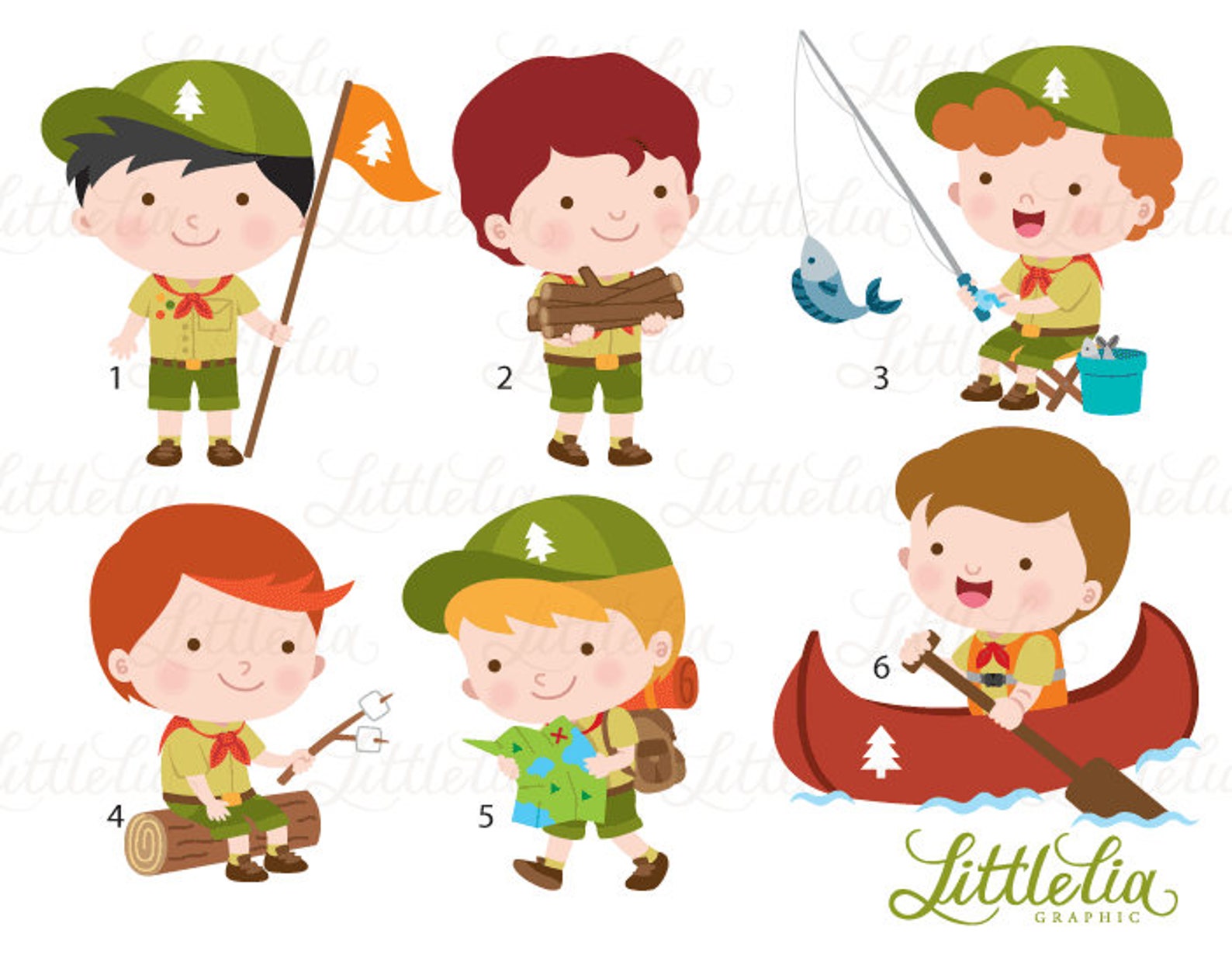 Boys Scout Clipart Boys Camping Clipart 17033 - Etsy Canada
