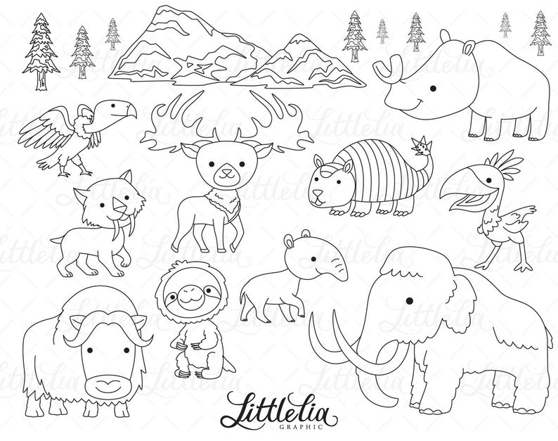 Ice Age Animal Clipart Snow Animal 22002 including Black - Etsy