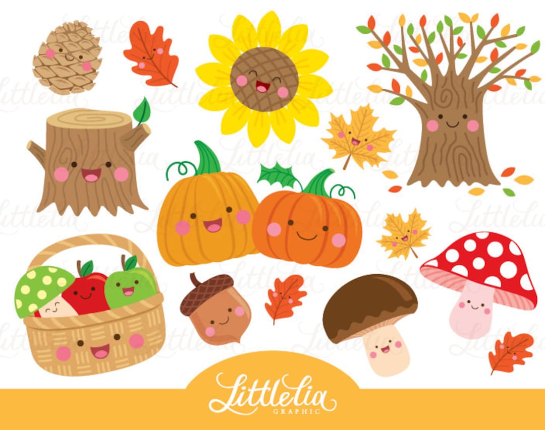Autumn Kawaii - Autumn Clipart - 16048 - Etsy