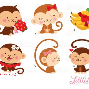 Monkey Love Clipart - Valentine Clipart - 16095 - Etsy