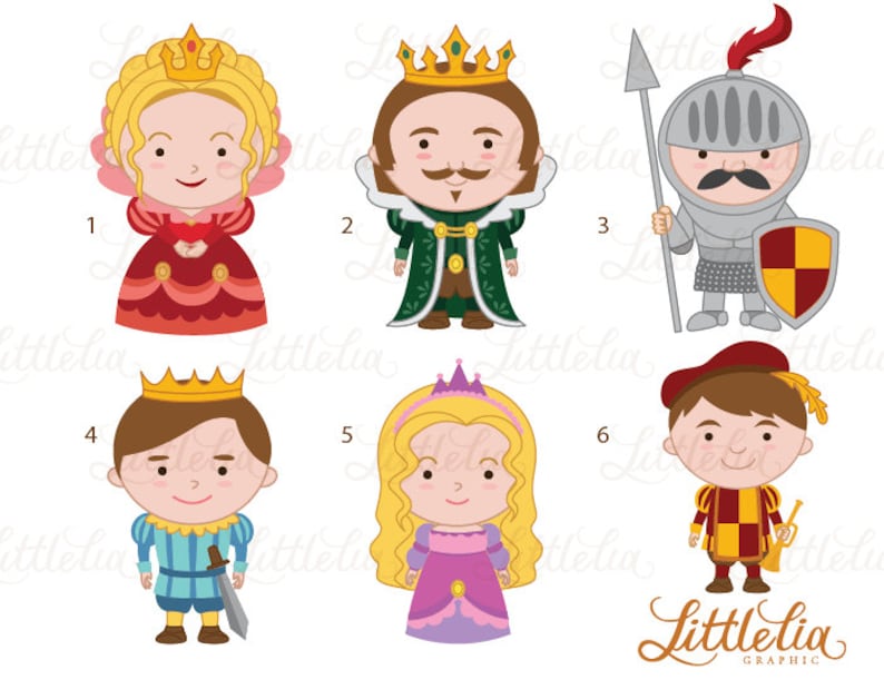 Queen King Princess and Prince clipart Instant download | Etsy