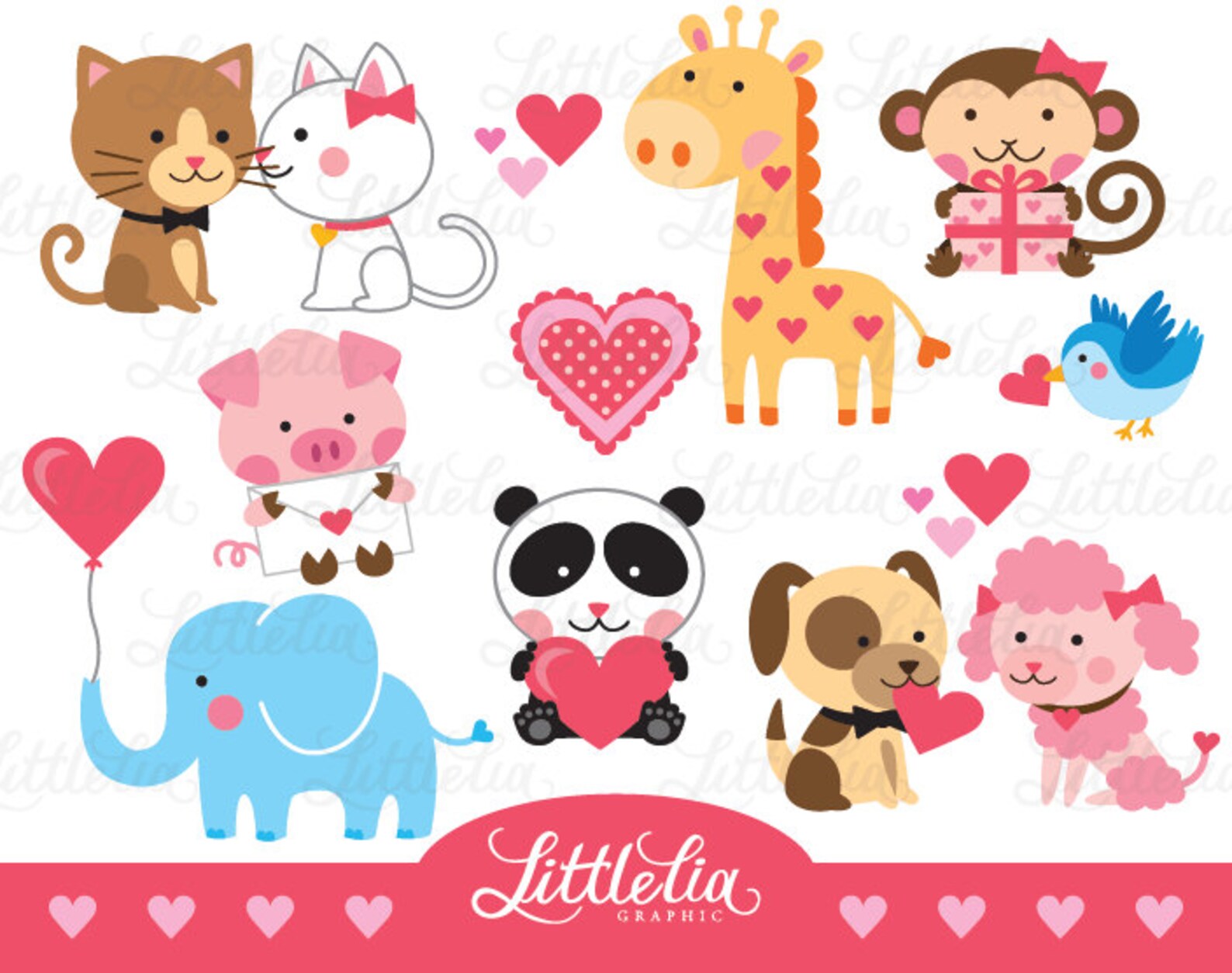 Animal Love Clipart Valentine Clipart Love Clipart 15002 - Etsy