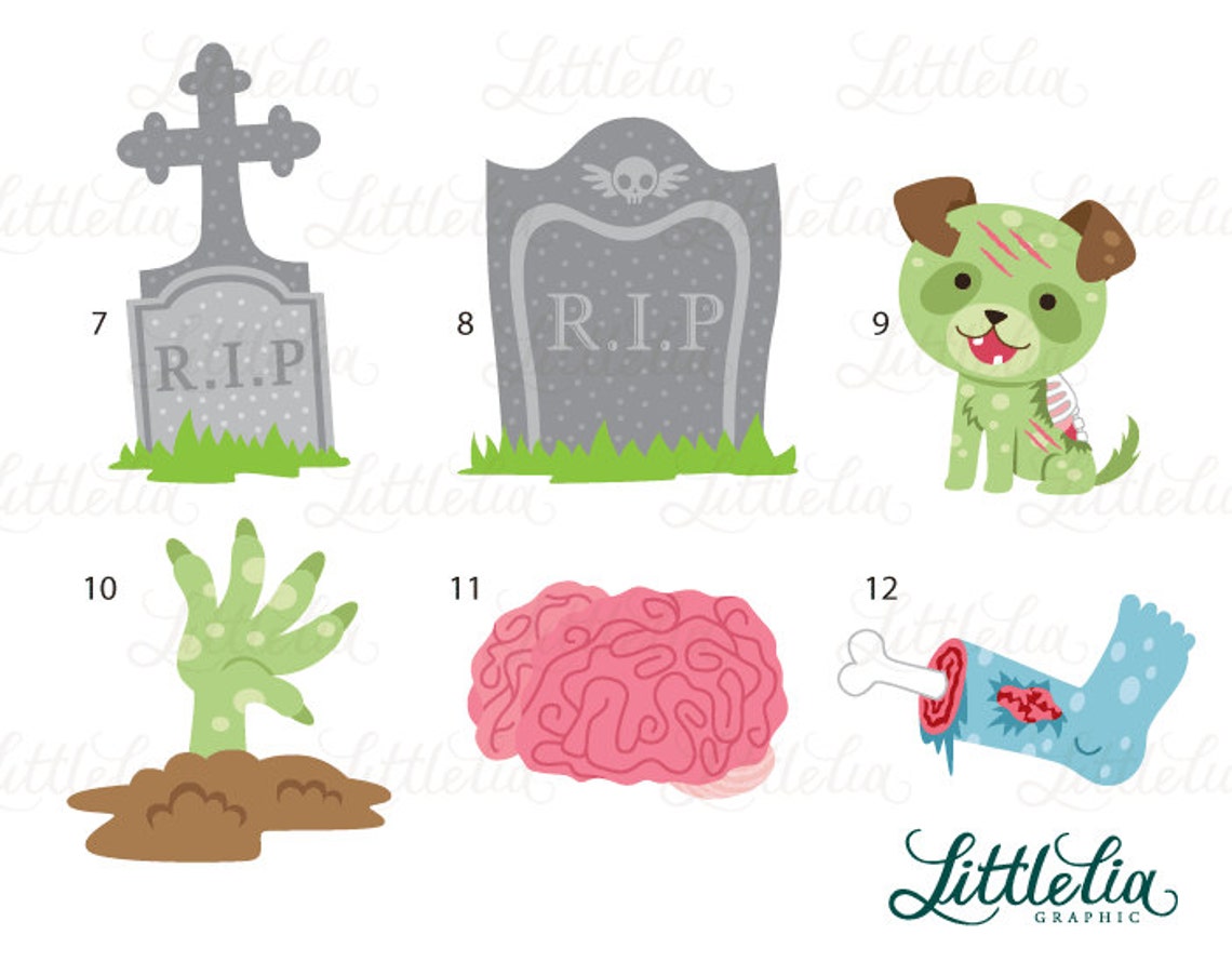 Zombie Clipart - Halloween Clipart - 16061 - Etsy