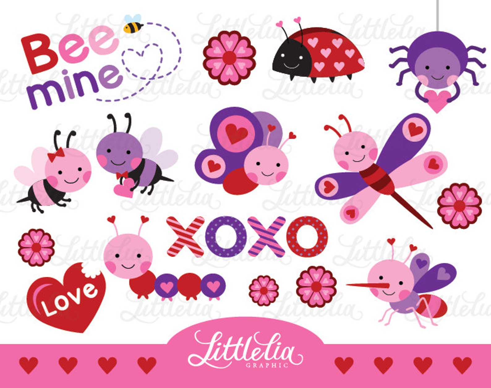 Valentine clipart Bug love clipart bug clipart 15001 | Etsy