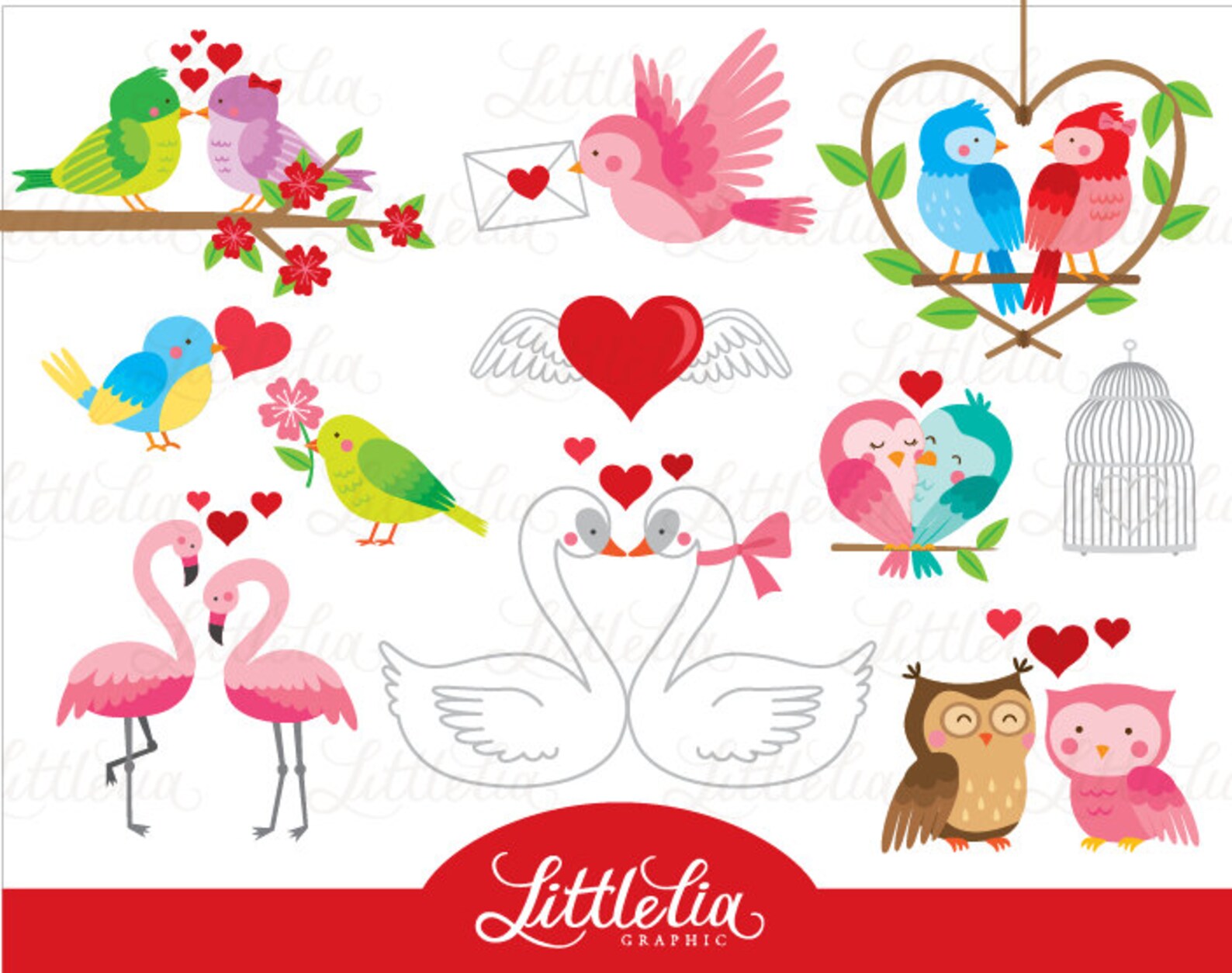 Love bird clipart valentine clipart 15100 | Etsy
