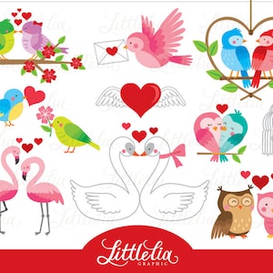 Love Bird Clipart - Valentine Clipart - 15100 - Etsy