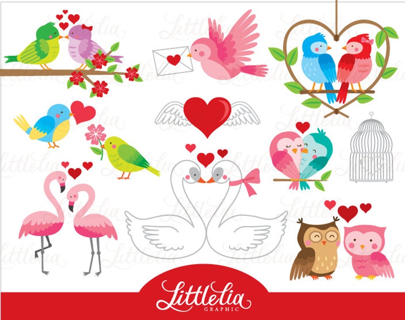 Love Bird Clipart - Valentine Clipart - 15100 - Etsy