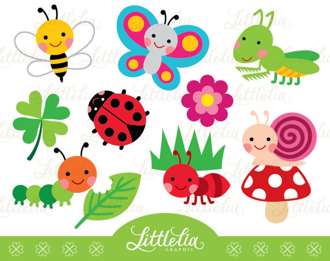 Garden Bug Cute Digital Clipart 14037 Instant Download - Etsy