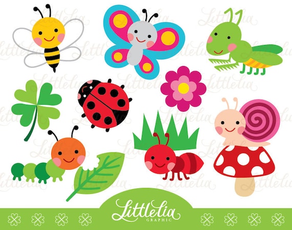 Garden Bug Cute Digital Clipart 14037 Instant Download | Etsy