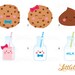 Milk and Cookies Clipart - Kawaii Food Clipart - 16033 - Etsy