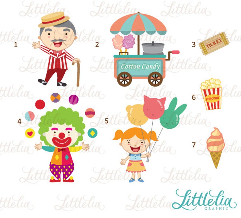 Carnival cute clipart set / instant download 13017 | Etsy