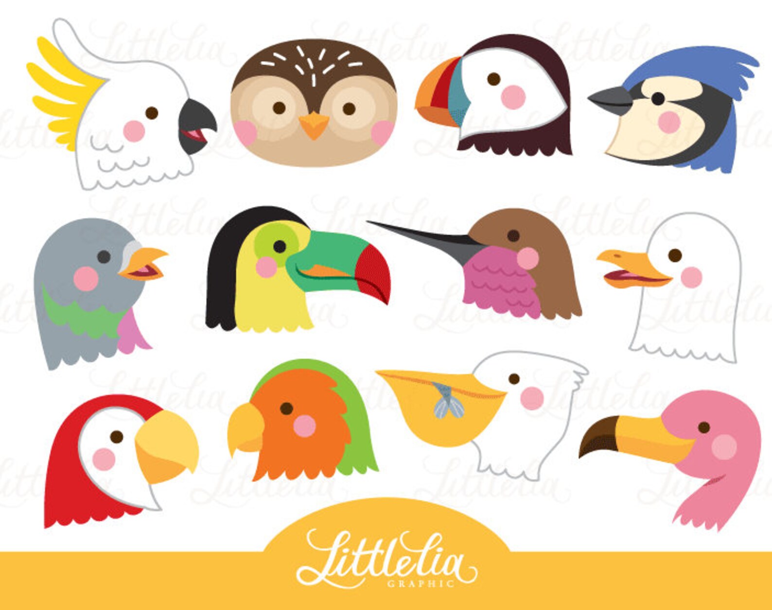 Bird head clipart avian head clipart 17055 | Etsy