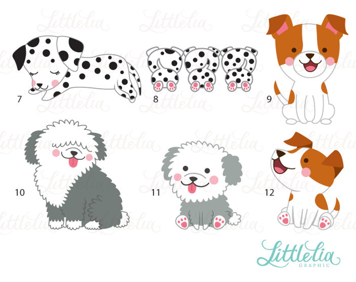 Dog mom and puppy clipart family clipart 16053 | Etsy