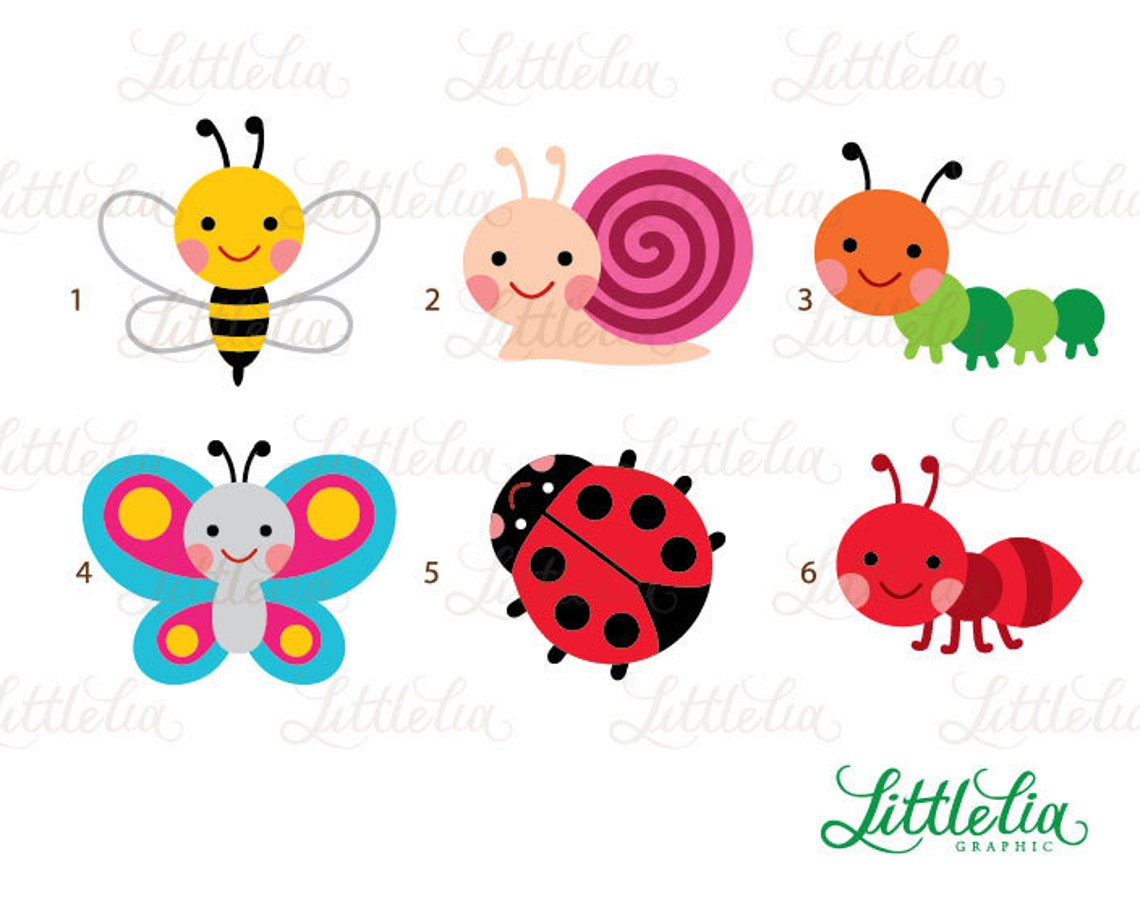 Garden Bug Cute Digital Clipart - 14037 Instant Download - Etsy UK