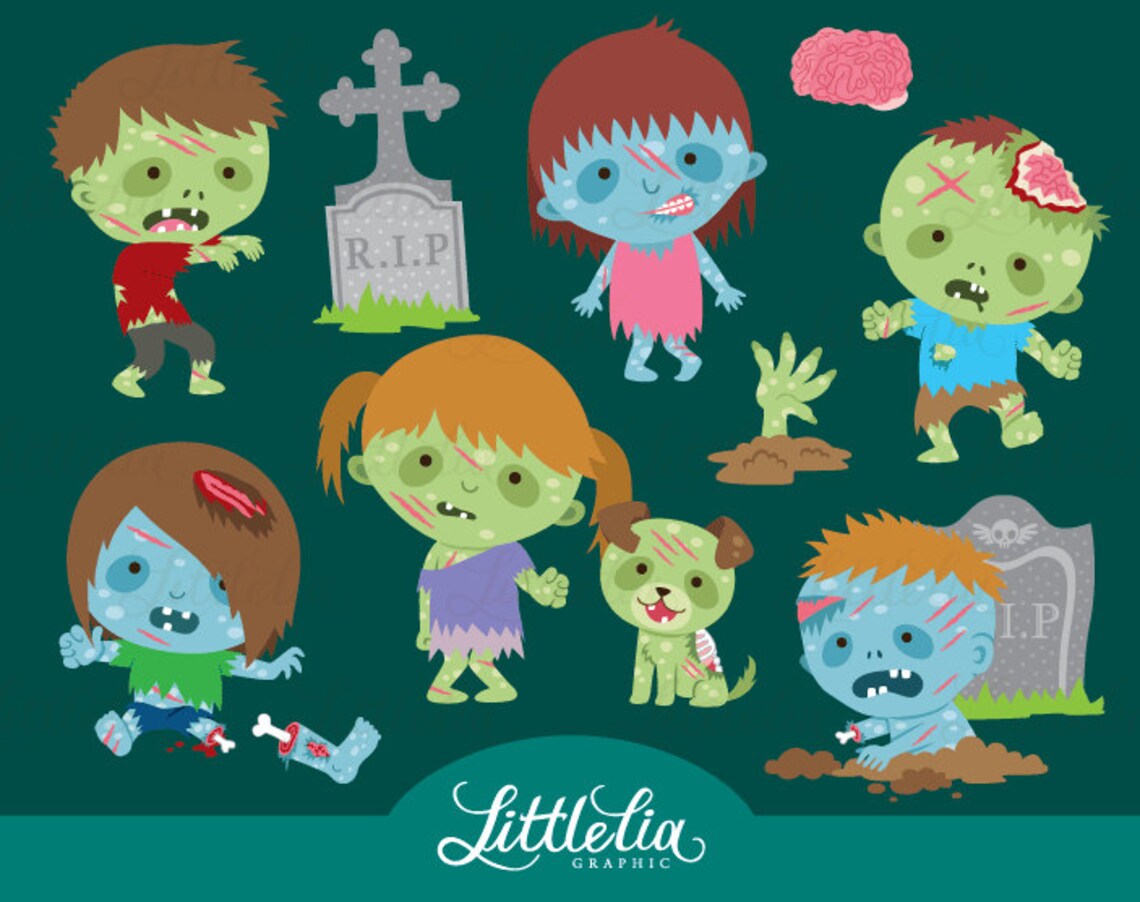 Zombie Clipart Halloween Clipart 16061 - Etsy