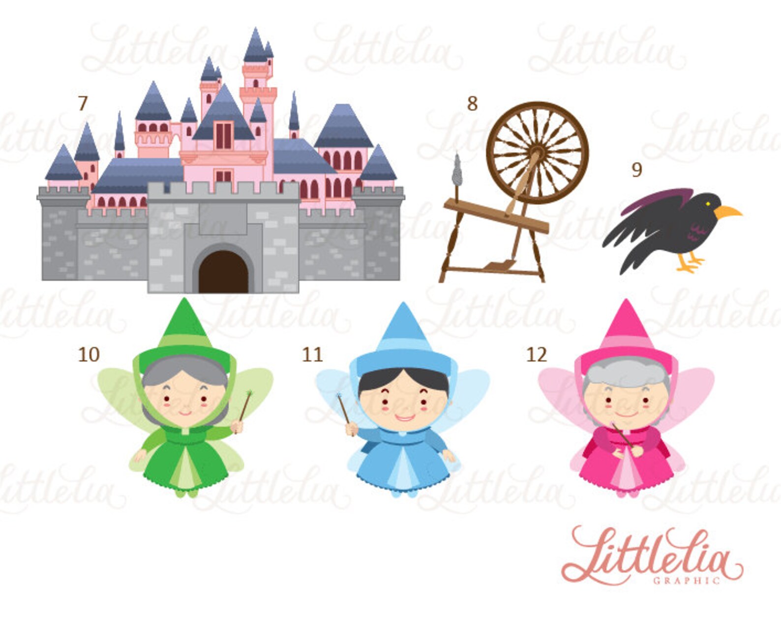 Princess Clipart - Sleeping Beauty Clipart Set/ Instant Download 14020 ...