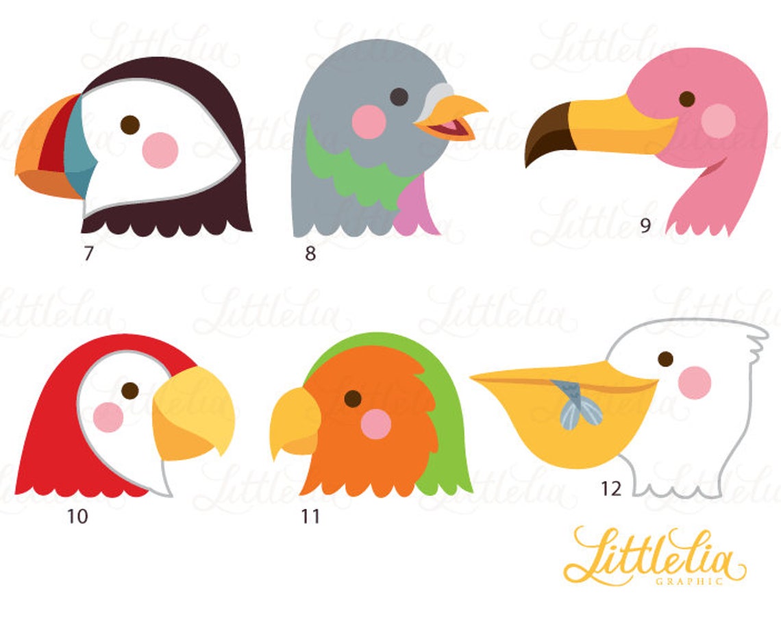 Bird Head Clipart Avian Head Clipart 17055 - Etsy