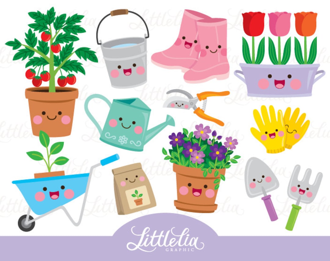 Garden Kawaii Clipart - Garden Spring - 17001 - Etsy