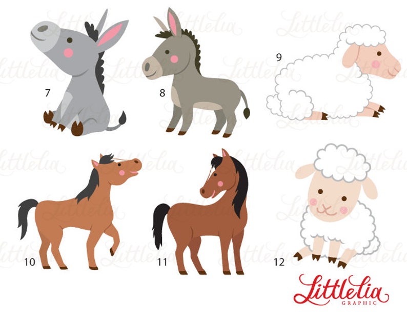 Farm Mom and Baby Clipart Family Clipart 16055 - Etsy