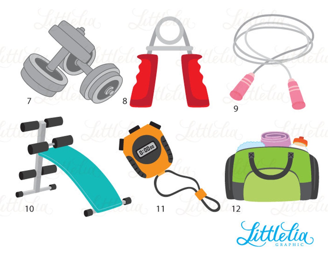 Gym Clipart Exercise Clipart Health Clipart 16078 | Etsy