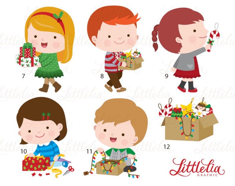 Christmas Kids Christmasy Clipart 16079 | Etsy