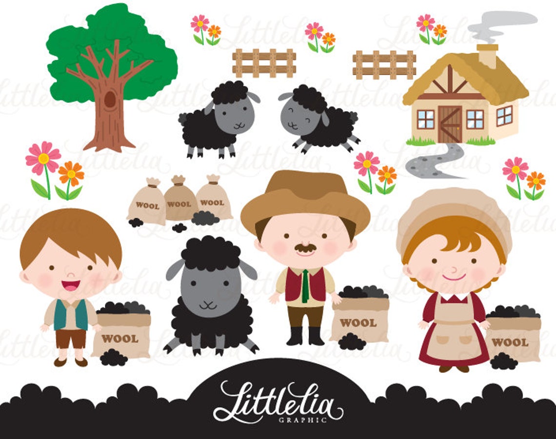 Baa Baa Black Sheep Clipart Nursery Clipart 16008 - Etsy