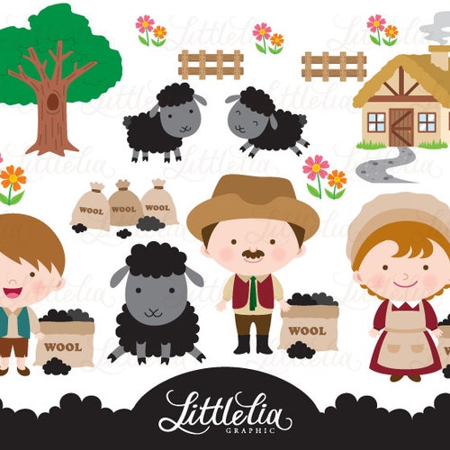 Baa Baa Black Sheep Clipart Nursery Clipart 16008 - Etsy