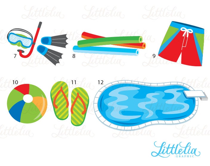 Boy Pool Party Clipart Pool Party Clipart Summer Clipart - Etsy