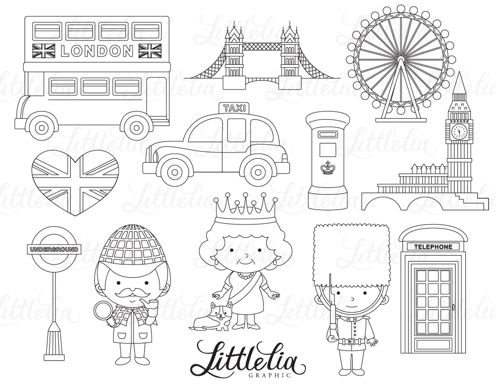 London Clipart British London Clipart British Clipart - Etsy