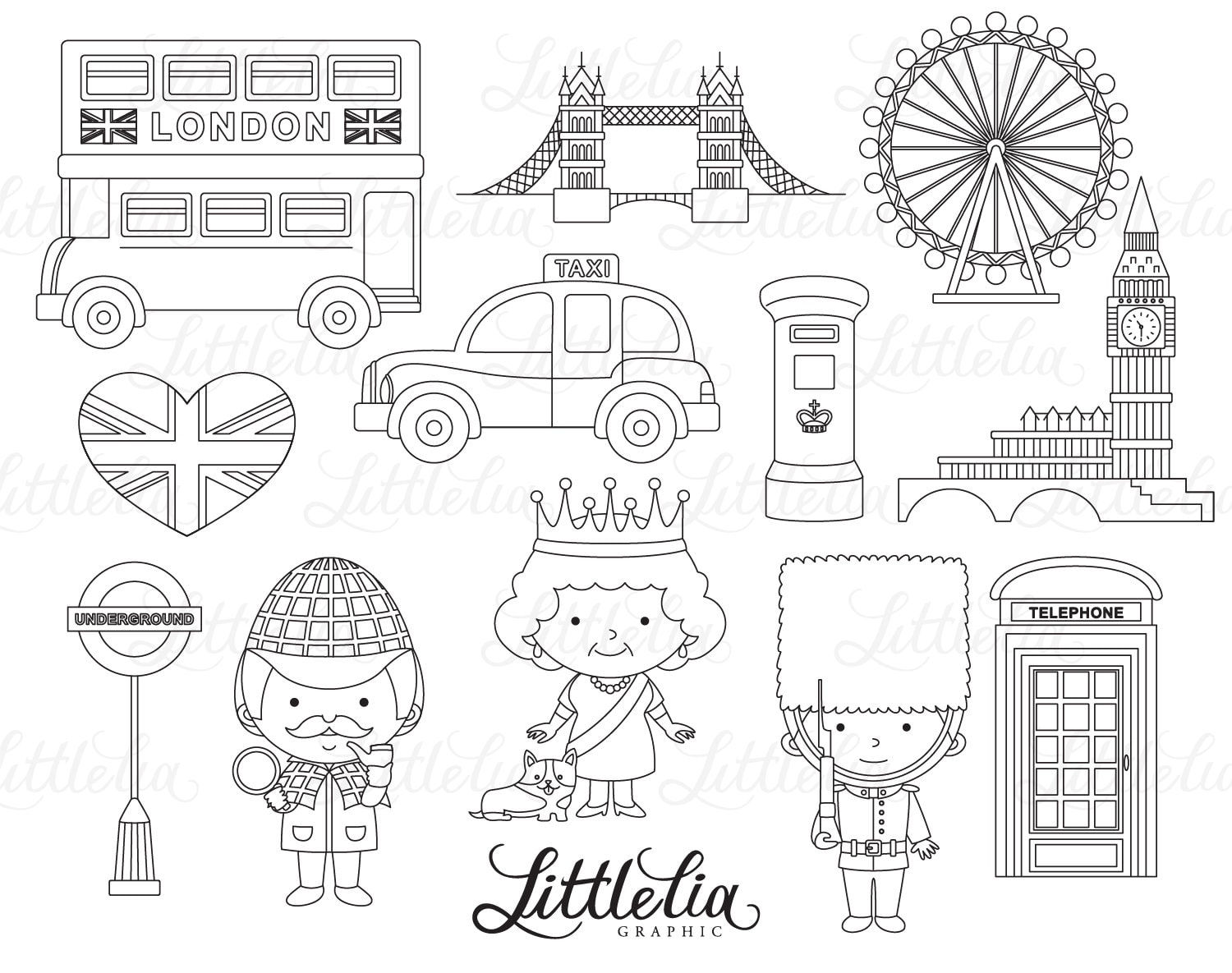 London Clipart British London Clipart British Clipart - Etsy